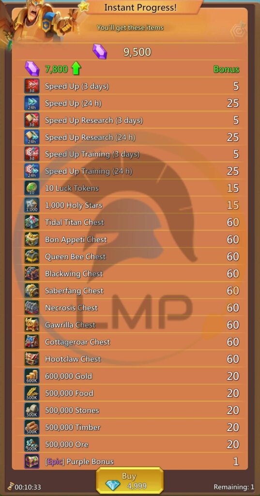 Instant Progress Pack Lords Mobile - Lords Mobile Pro
