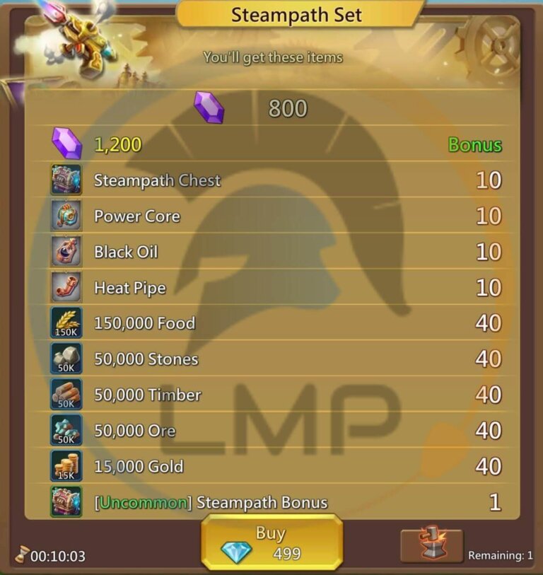 Steampath Set (T5 Gear) Pack Lords Mobile - Lords Mobile Pro