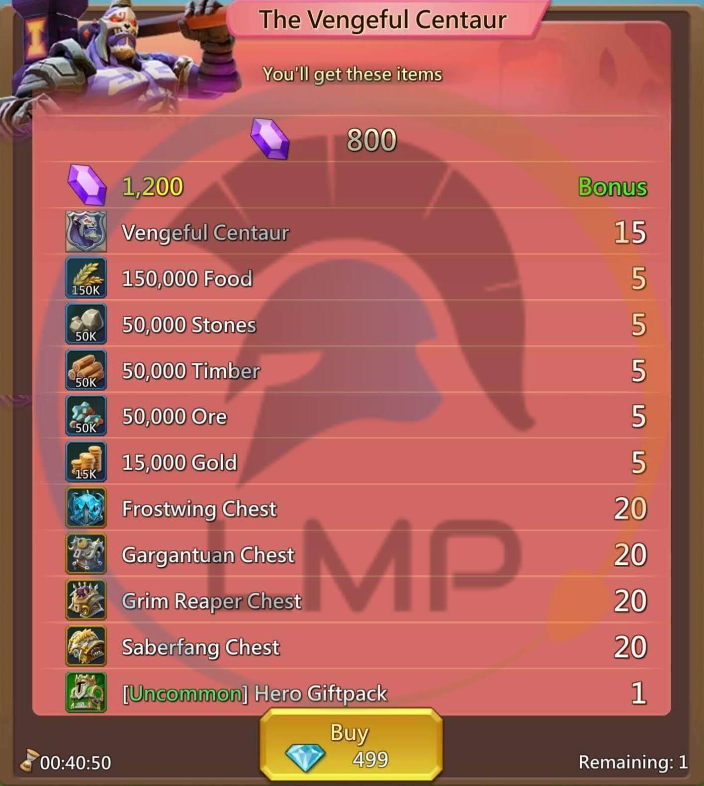 The Vengeful Centaur Pack Lords Mobile - Lords Mobile Pro